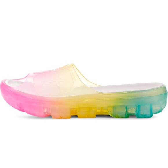 UGG | Shoes | Ugg Jella Watercolors Clear Slide Shoes Slippers Rainbow ...